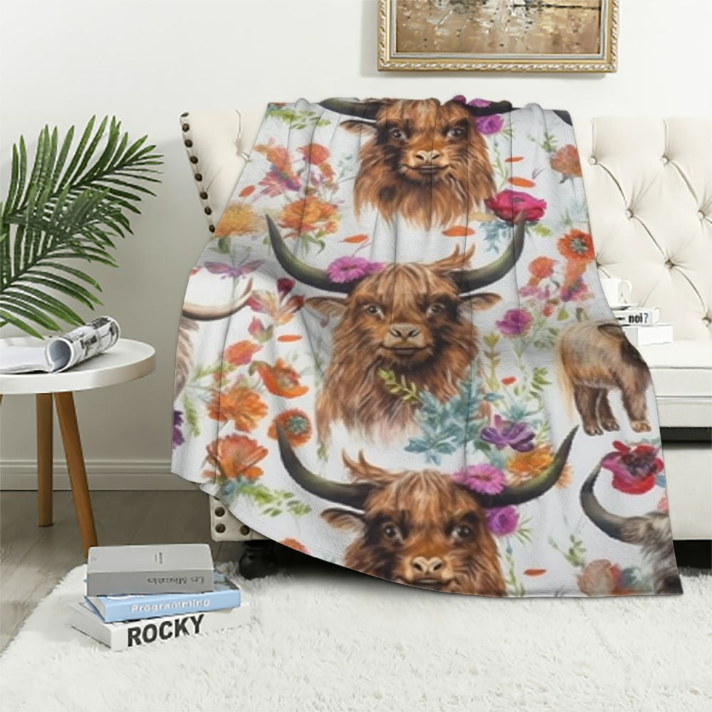 Nawypu Highland Cow Gifts Blanket Bed Throw Blanket Soft Lightweight ...