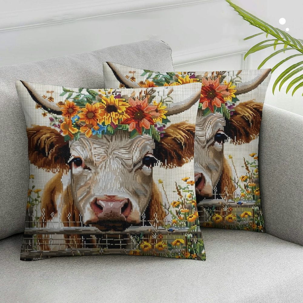 Nawypu Highland Cow Pillow Cover Cases Highland Cow Pillow Case For