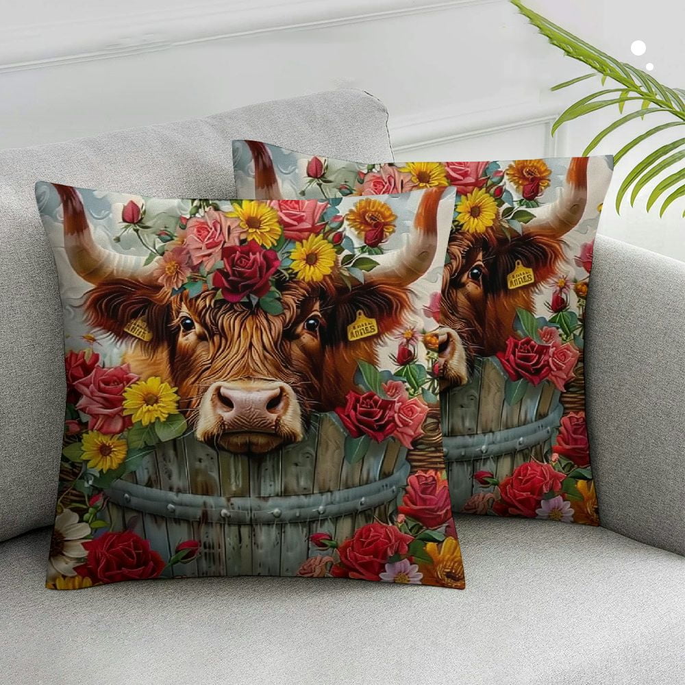 Nawypu Highland Cow Pillow Covers- Highland Cow Gifts for Women Men ...
