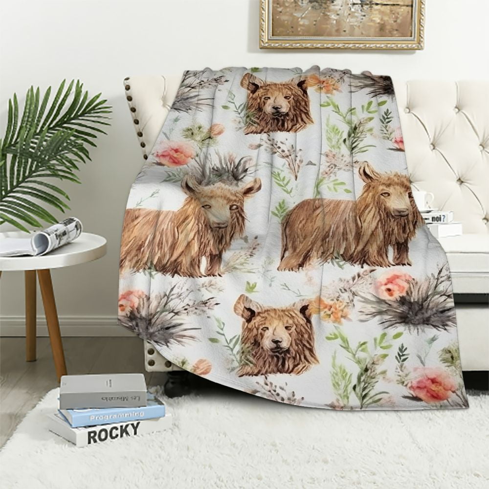 Nawypu Highland Cow Print Blanket and Throws Cute Farm Animal Cow Gifts ...