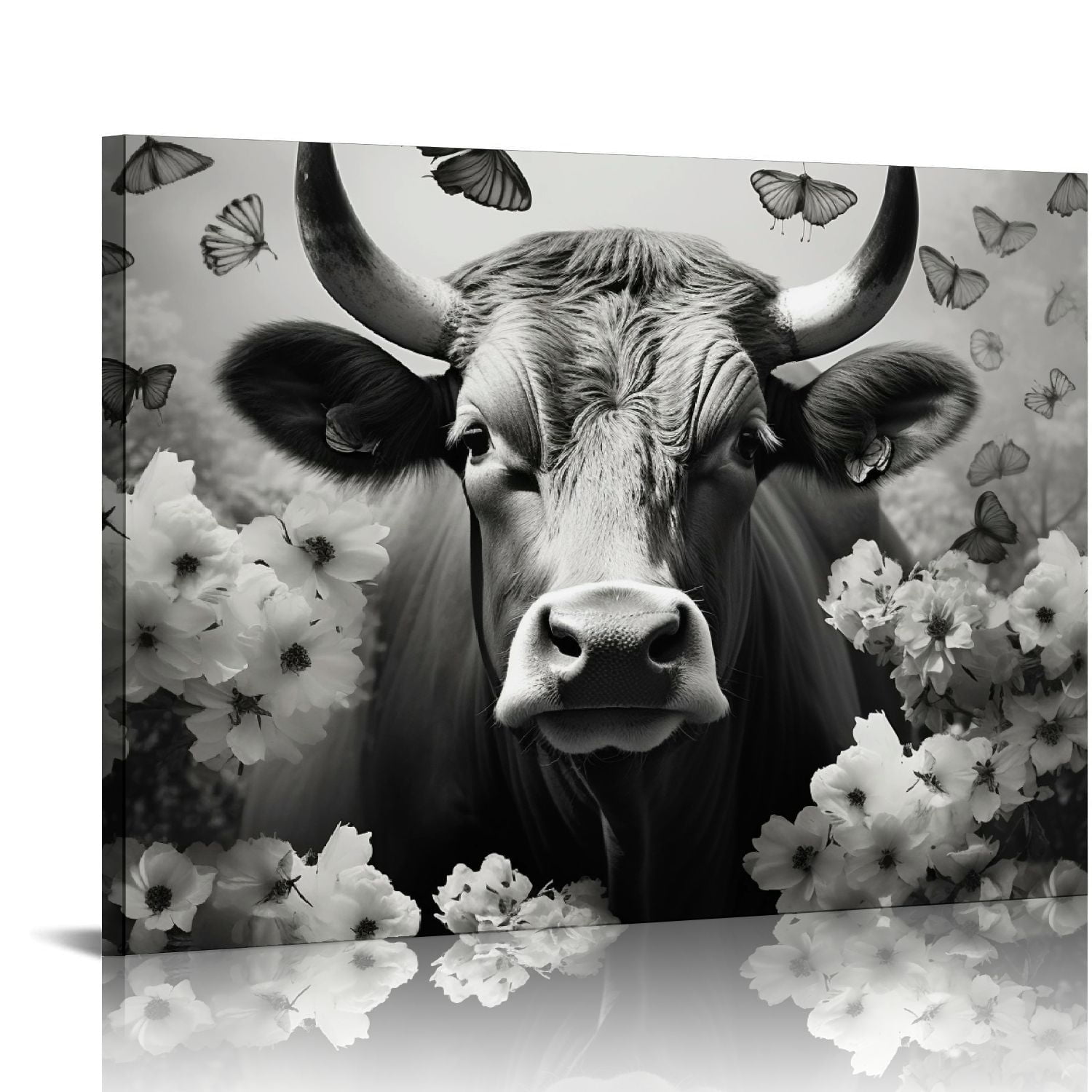 Nawypu Highland Cow Wall Art Canvas Black and White Cow Prints ...