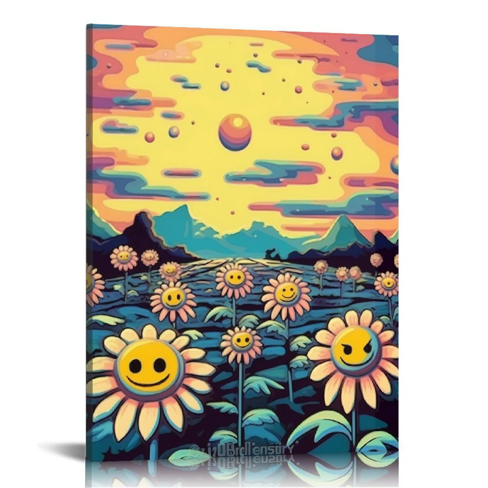 Nawypu Hippie Wall Art Retro Wall Decor Prints Set of 6 Hippie Flower ...