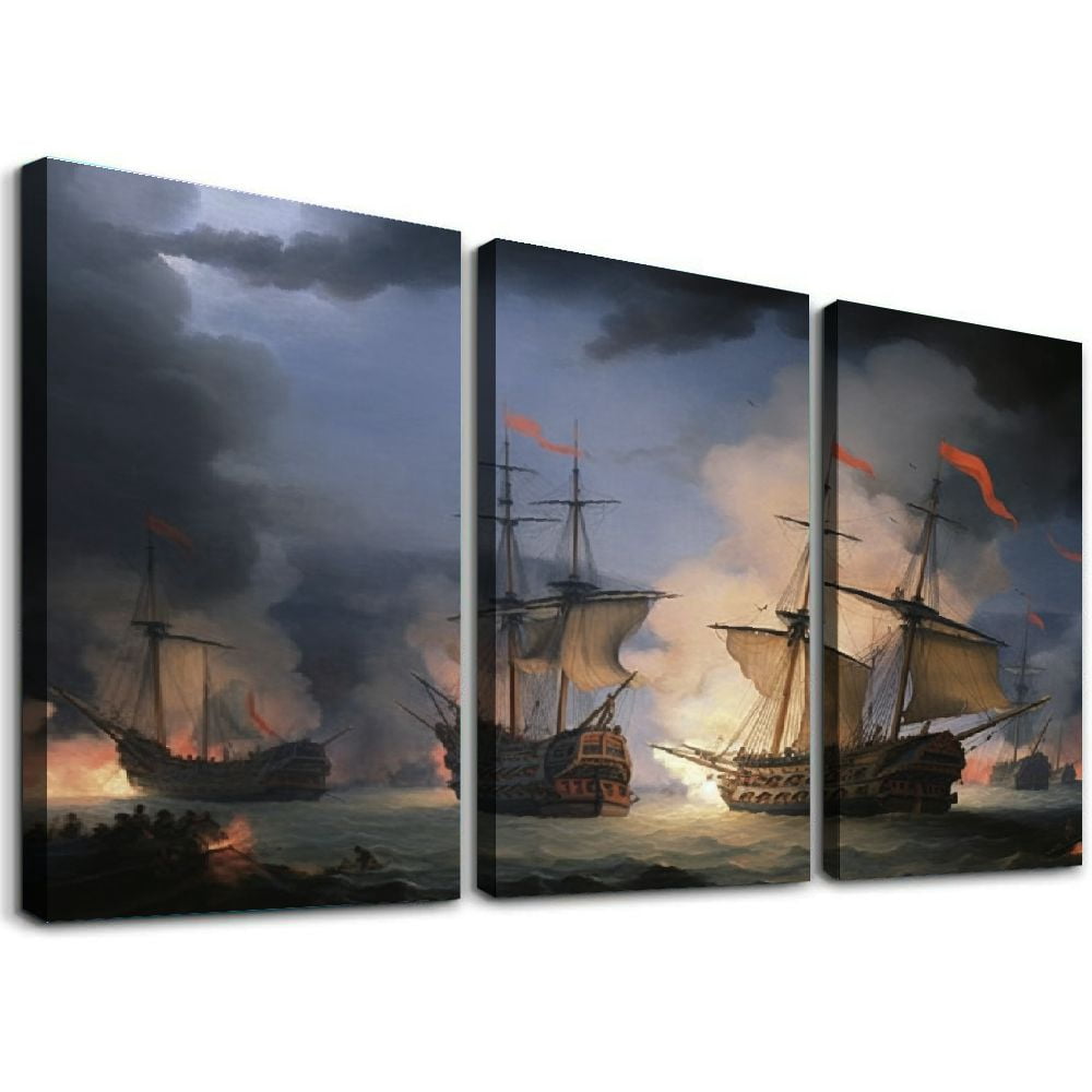 Nawypu Historical Ship Naval Battle Prints Picture Landscape Wall Decor ...