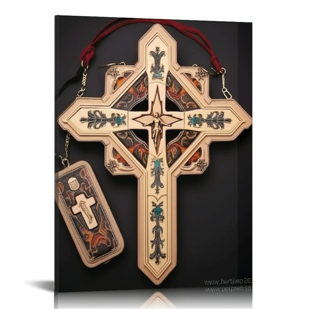 JEUXUS Holy Light Wall Art- Multi-Stone Wooden Cross Wall Blessing for ...