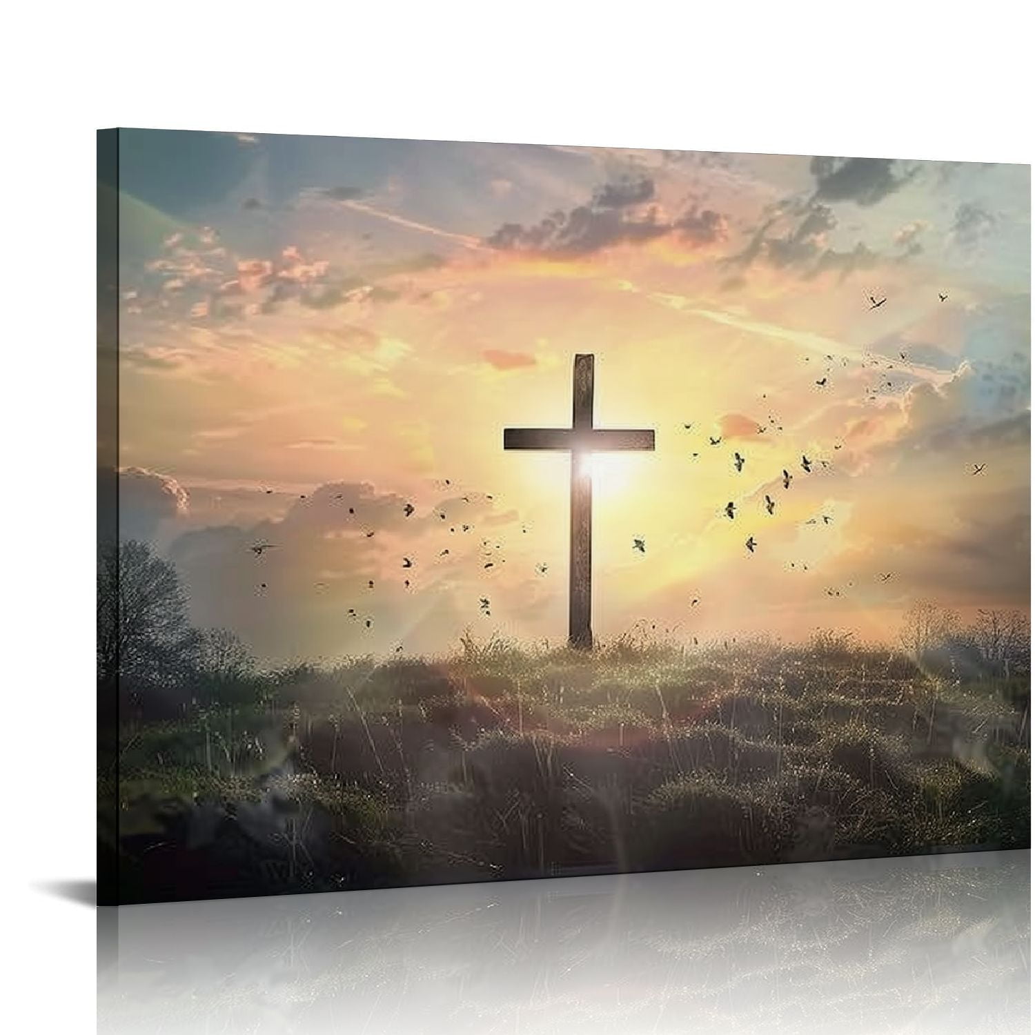 Nawypu Home Decor Dove of Peace Crosses Canvas Print Wall Art for ...
