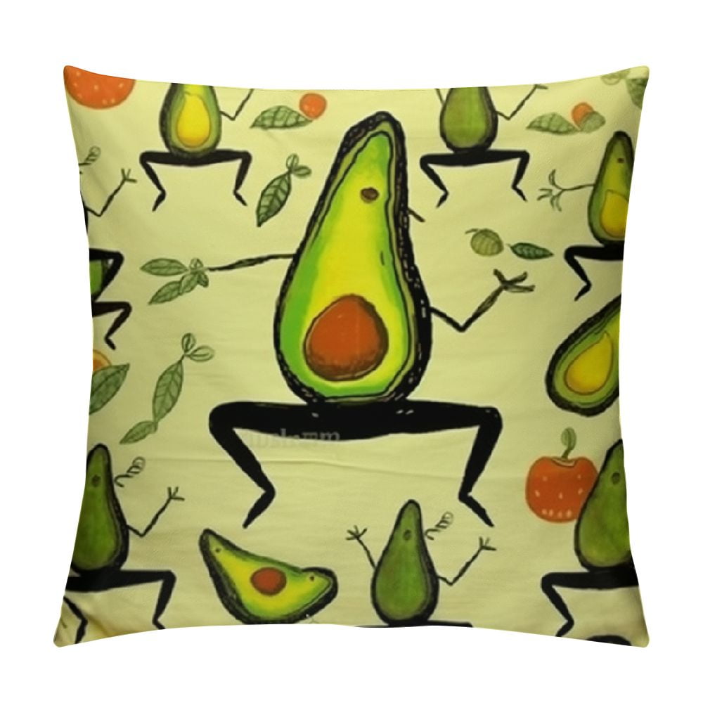 Nawypu Home Decorative Throw Pillow Covers Avocado, Funny Cute Fruit ...