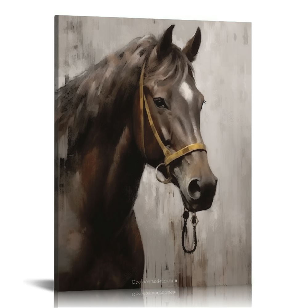 Nawypu Horse Picture Wall Decor - Rustic Horses Portrait Paintings ...