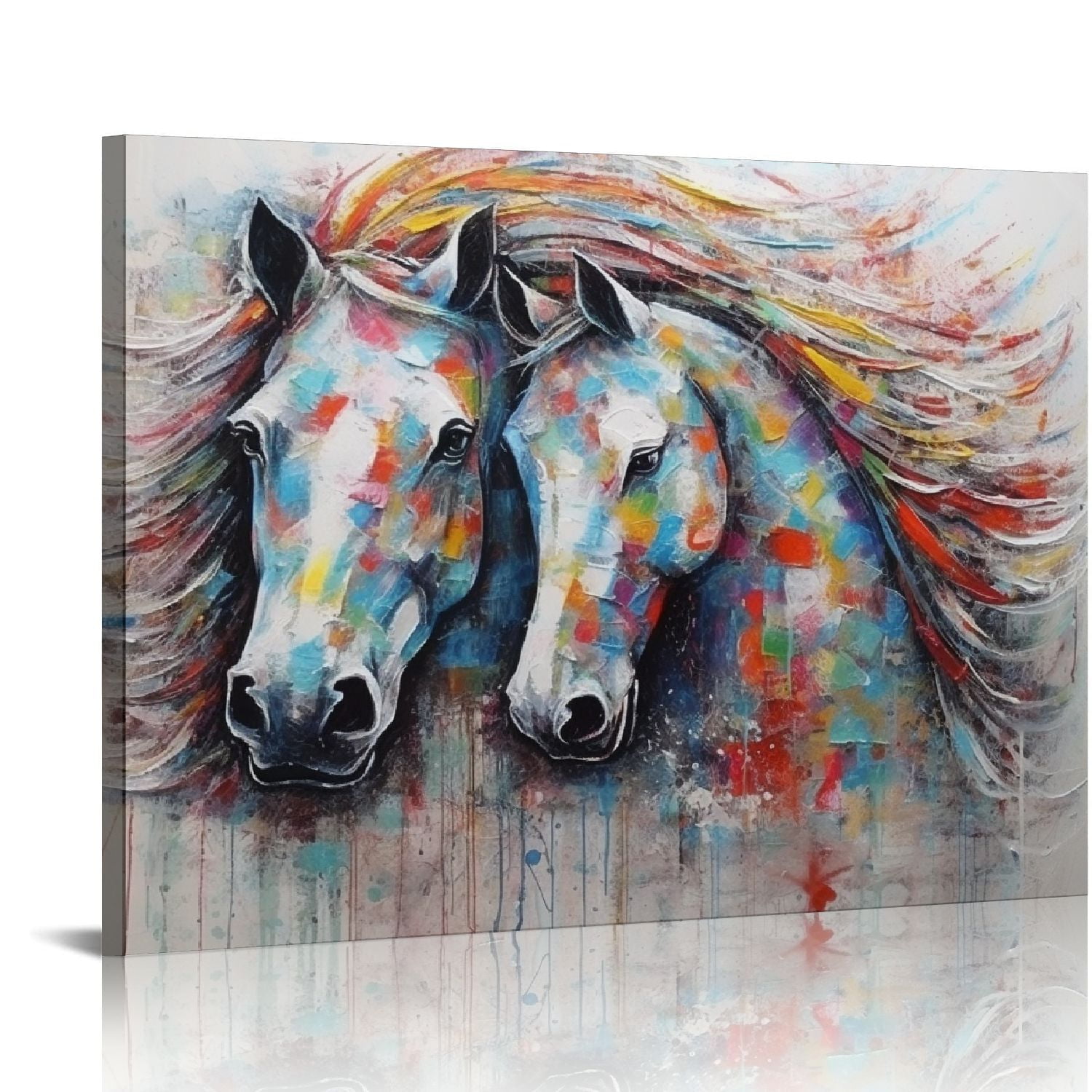 Nawypu Horse Wall-Art For Bedroom - Red Wall Decor - Graffiti Canvas ...