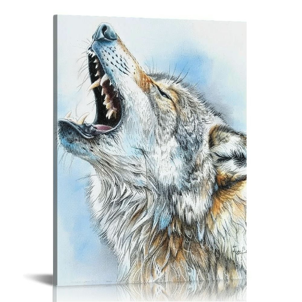Nawypu Howling Wolf Faber, Canvas Wall Art - Walmart.com