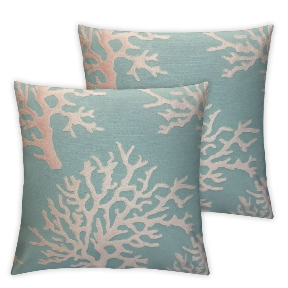 Nawypu Hue Sea Coral Throw Pillow Cover Nautical Sea Coral Foliage ...