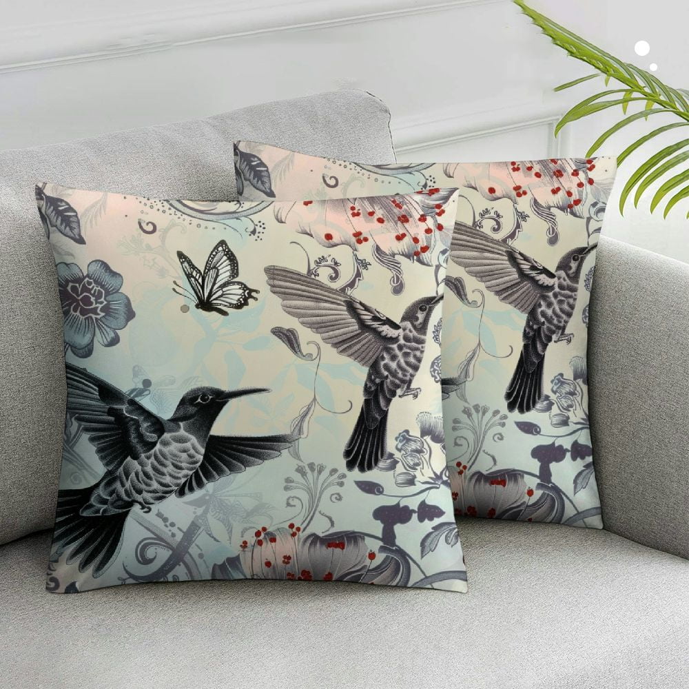 Jiayy Hummingbird Bird Decorative Throw Pillow Cover Plush Pillow Case ...