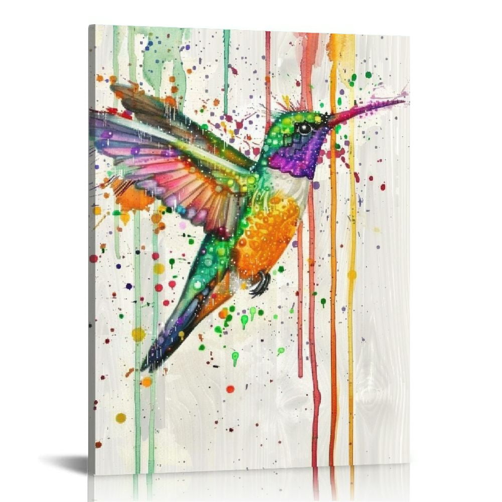 Nawypu Hummingbird Canvas Wall Art Birds Pictures Framed Poster ...