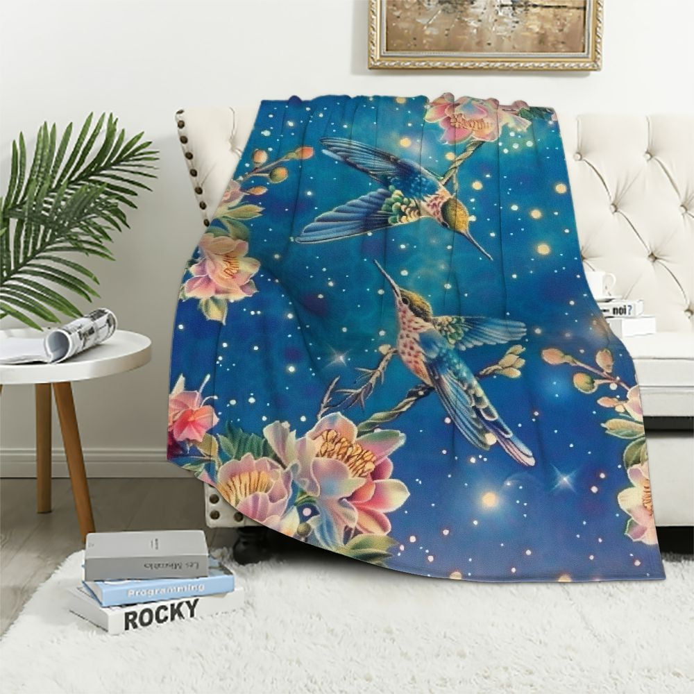 Nawypu Hummingbird Flowers and Butterflies Galaxy Background Throw ...