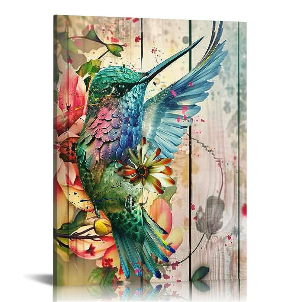 Nawypu Hummingbird Wall Art Bird Picture Canvas Print Aesthetic Room ...