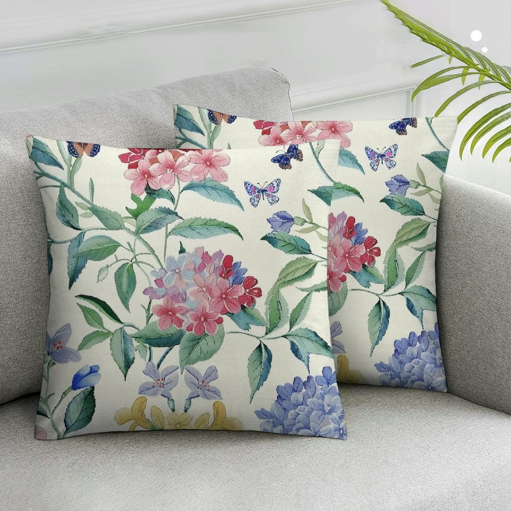 Nawypu Hydrangea Flower Pillow Covers Set Of 2 Watercolor Floral