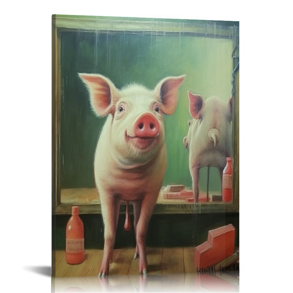 Nawypu I'm Beautiful Painted Pig in Mirror Illustration Wall Art,Design ...