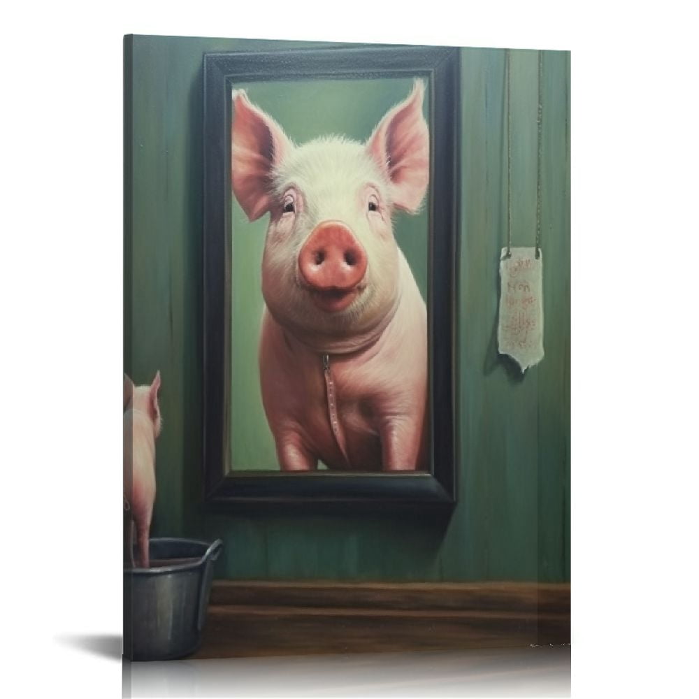 Nawypu I'm Beautiful Painted Pig in Mirror Illustration Wall Art ...