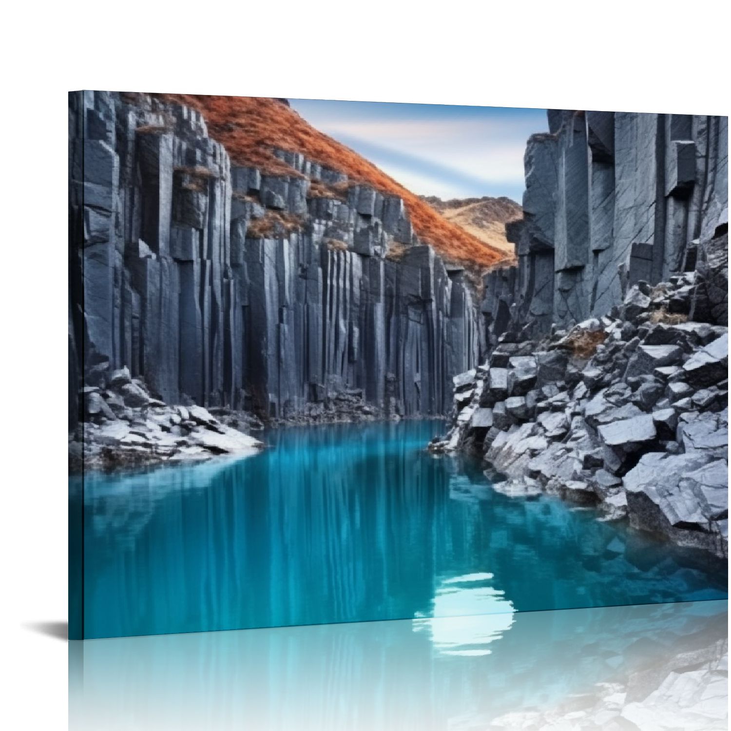 Nawypu Iceland Basalt Canyon Pictures Canvas Wall Art Landscape Poster ...