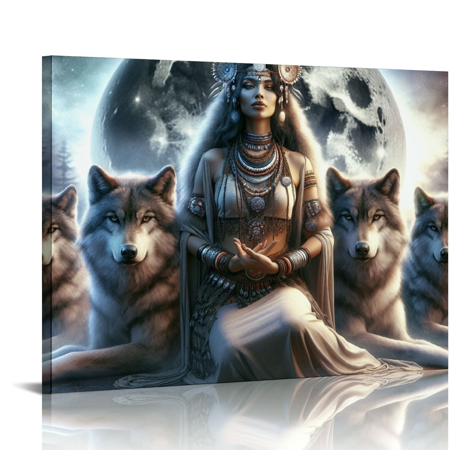 Nawypu Indian Maiden and Wolf Native American Poster Modern High ...