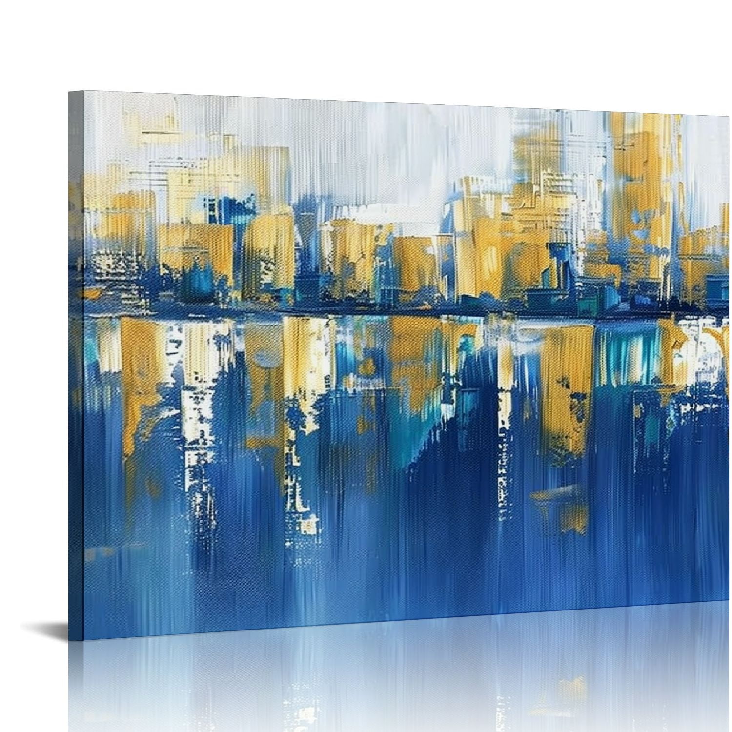 Nawypu Indigo Blue and Gold Wall Art for Living Room Abstract Wall ...
