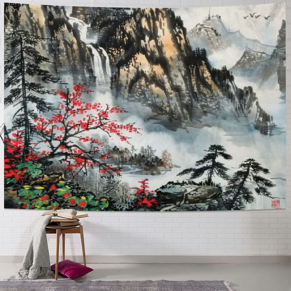 Nawypu Ink Wash Painting Tapestry Landscape Painting Tapestries for ...