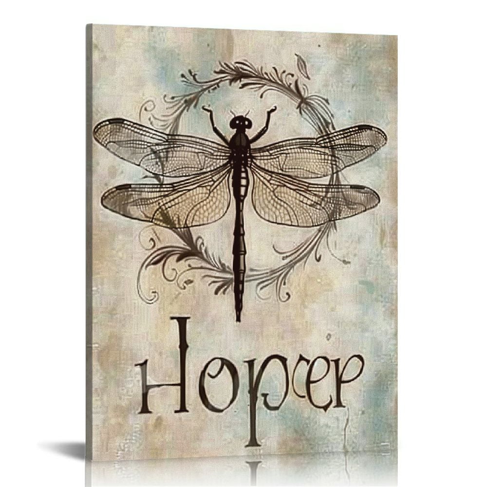 Nawypu Insect Painting Dragonfly Canvas Wall Art Prints Faith Love Hope ...