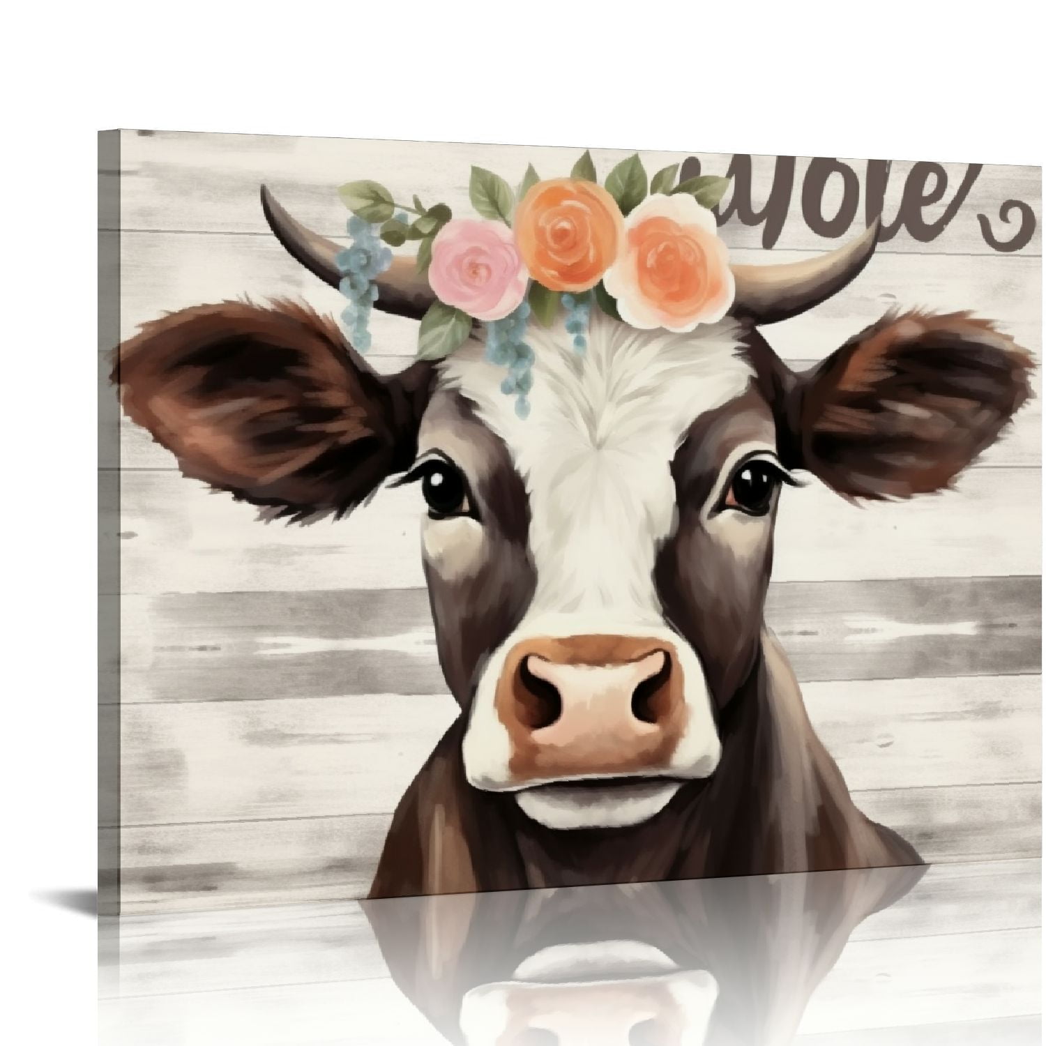Awypu Inspirational Cow Decor Canvas Wall Art Wall Decor Cute Cow Print ...