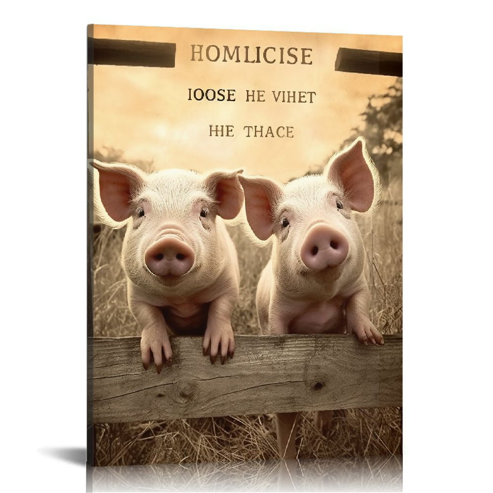 Nawypu Inspirational Pig Wall Art Vintage Pink Pig Picture Wall Decor ...