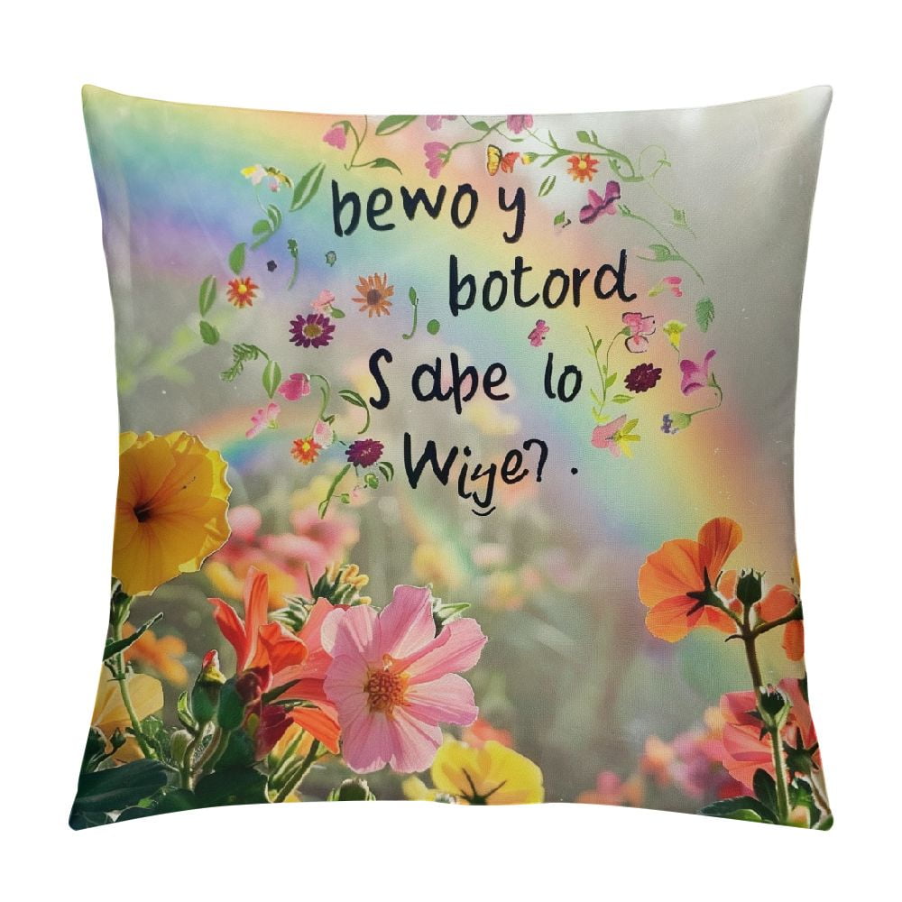 Nawypu Inspirational Throw Pillow Covers, Rainbow Floral Throw Pillow ...