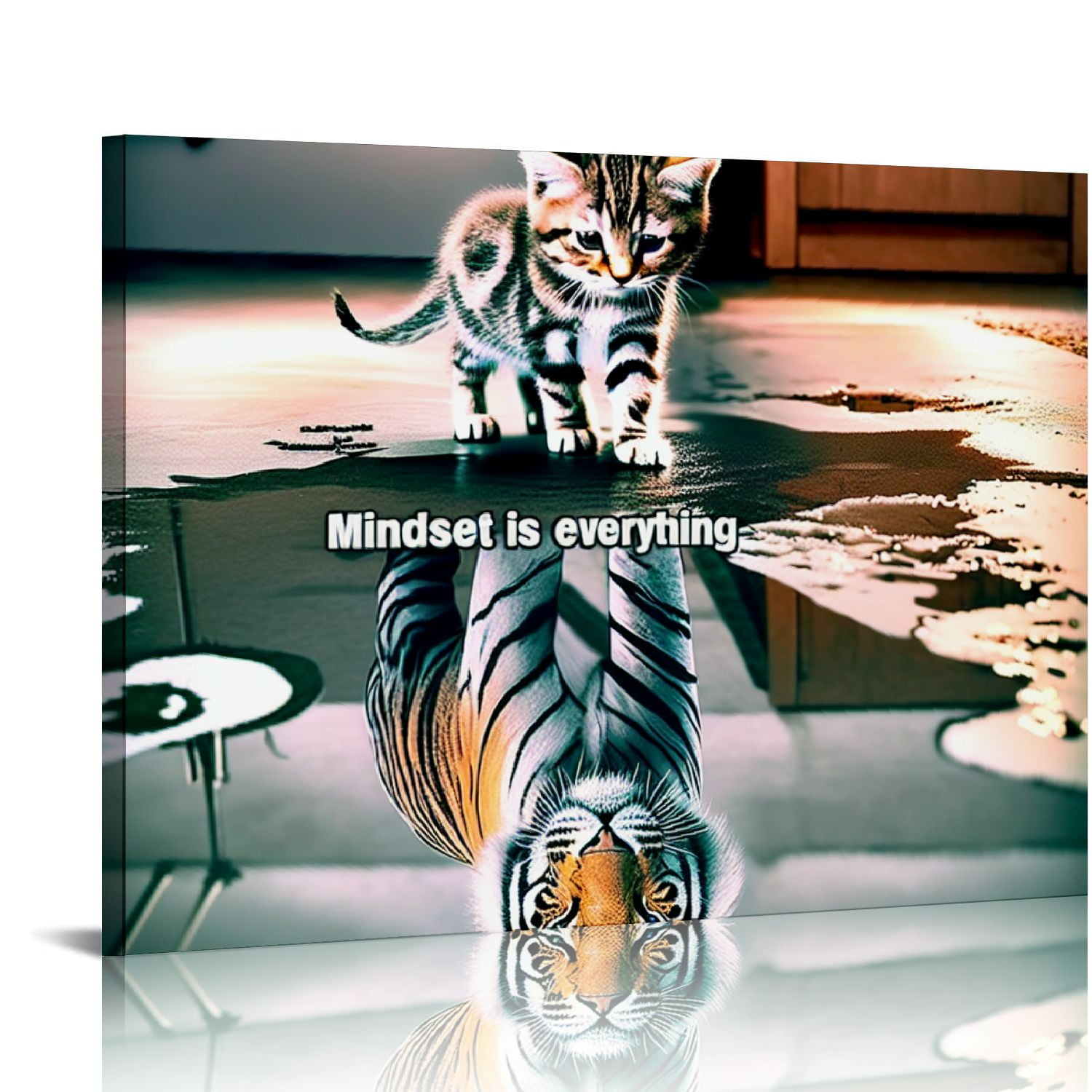 Nawypu Inspirational Wall Art Cat Entrepreneurship Positive Canvas ...