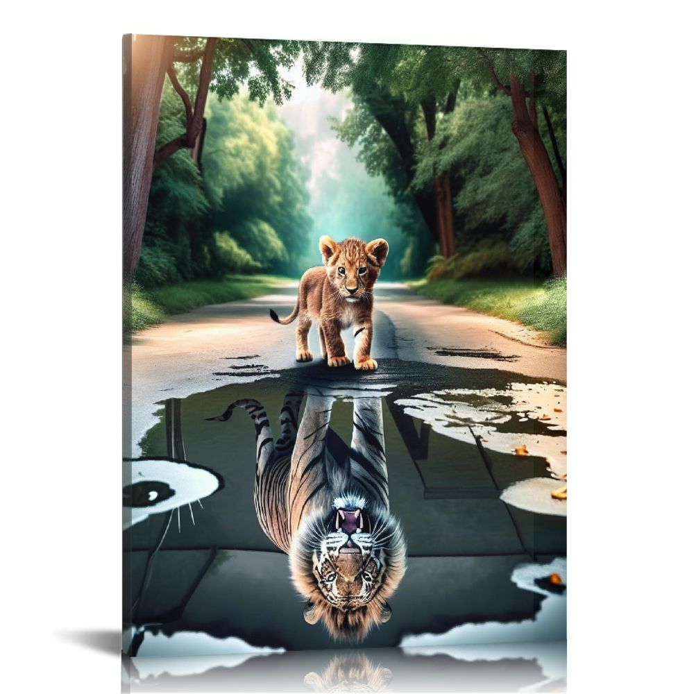 Nawypu Inspirational Wall Art Framed Canvas MINDSET IS EVERYTHING (Lion ...