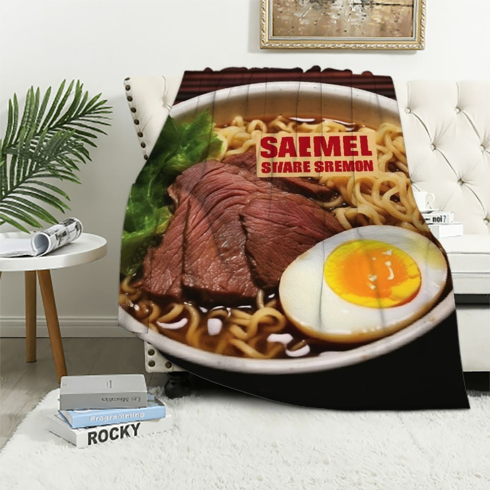 Nawypu Instant Ramen Noodle Soup Beef Flavor Throw Blanket Fuzzy Plush ...