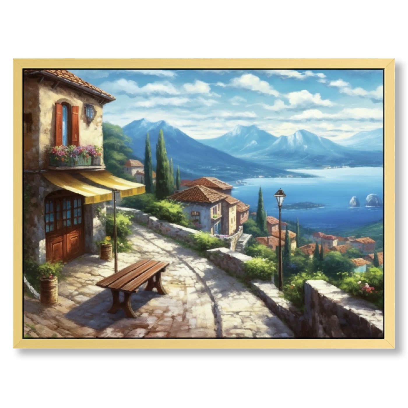 Nawypu Italian Cityscape Abstract Wall Art Artwork: Mediterranean City ...
