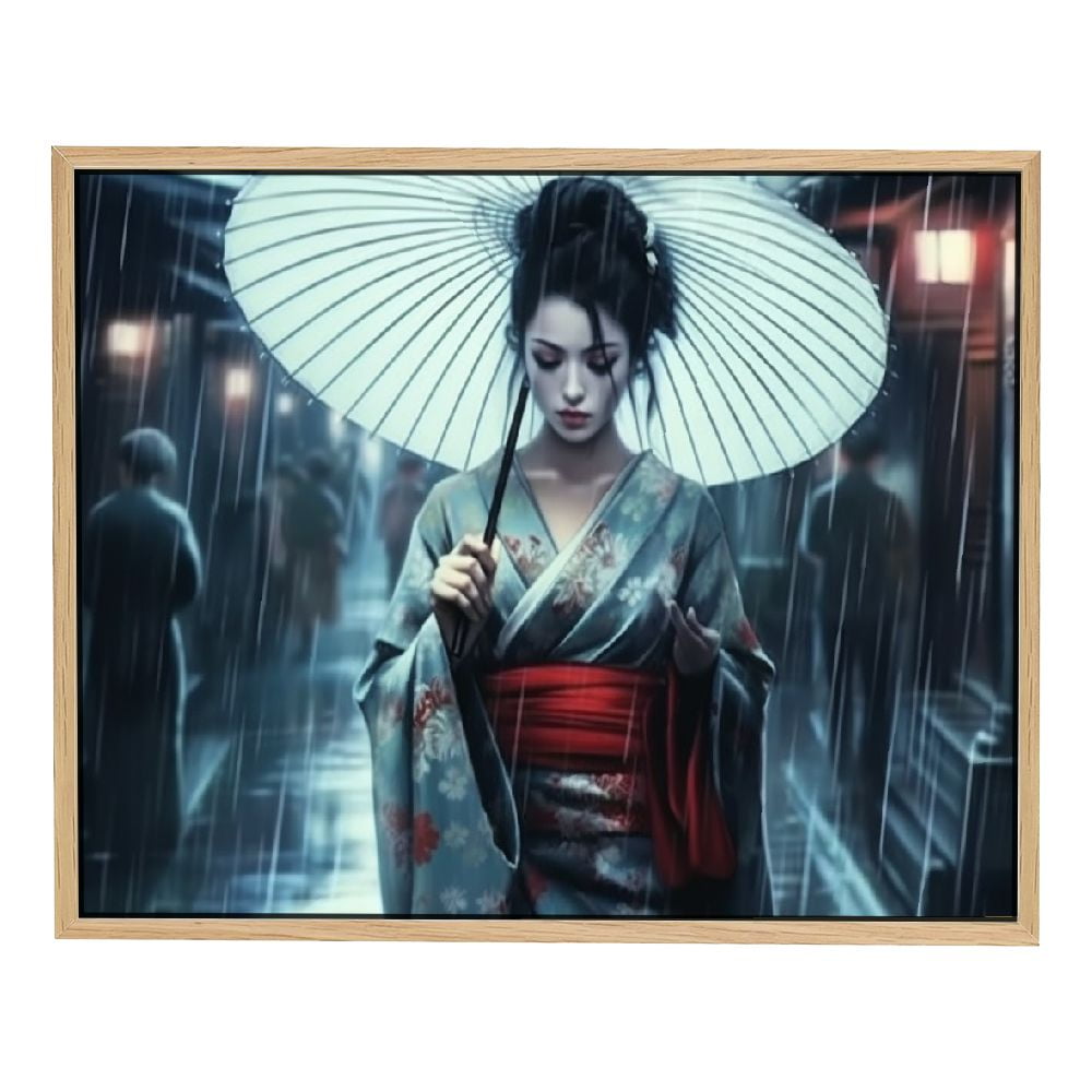 Nawypu Japanese Geisha in the rain Street Umbrella Posters Wall Art ...