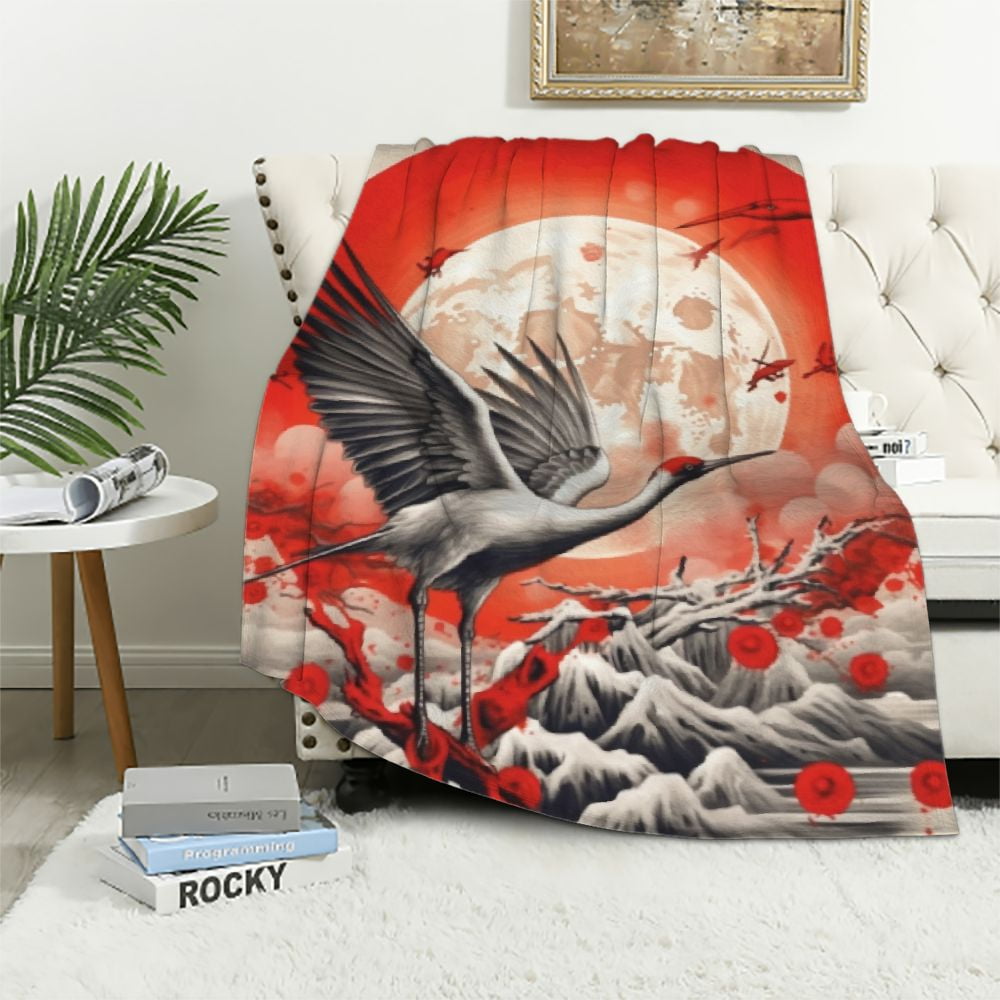 Nawypu 和風 Japanese Style Sunset Animal Bird Red-Crowned Crane Japan ...