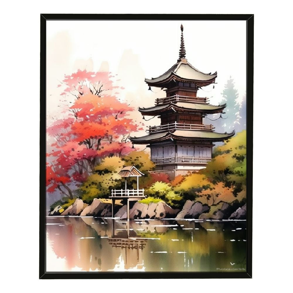 Nawypu Japanese Temple Poster - Japanese Temple Print - Watercolor Art ...