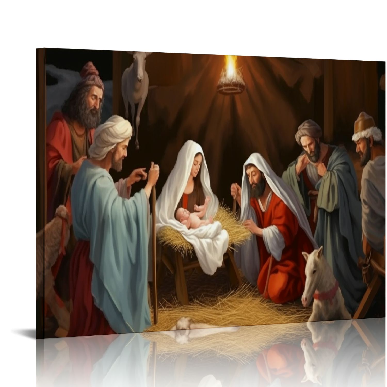 Nawypu Jesus Canvas Wall Art for Christmas Nativity Scene Print Picture ...