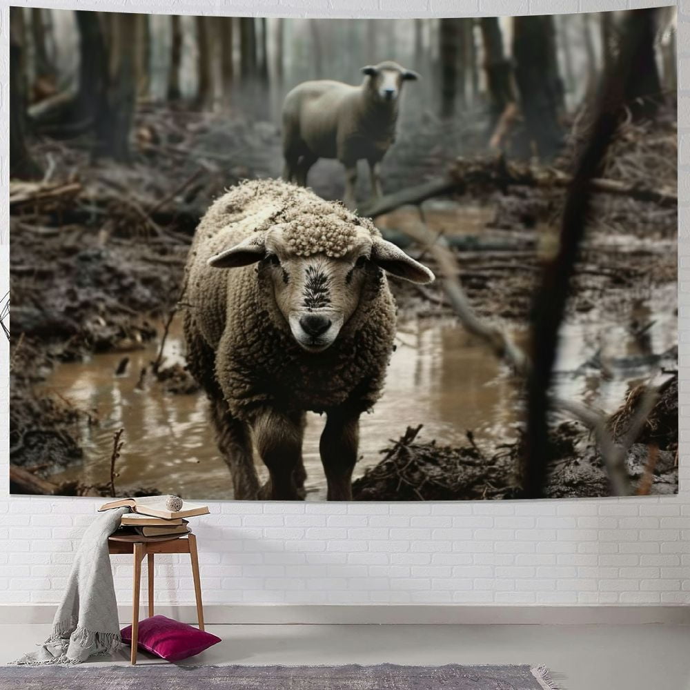Nawypu Jesus Chases the Lost Lamb Tapestry for Bedroom Living Room Dorm ...