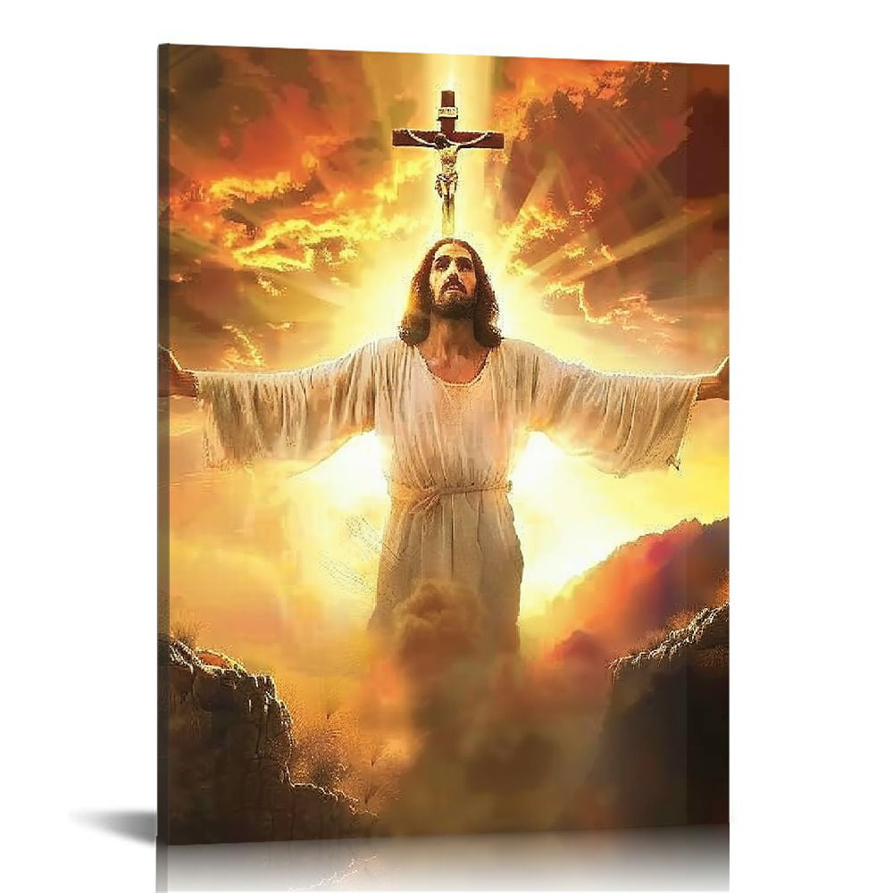 Nawypu Jesus Christ Canvas Wall Art Jesus Greets You Welcome Back Jesus ...