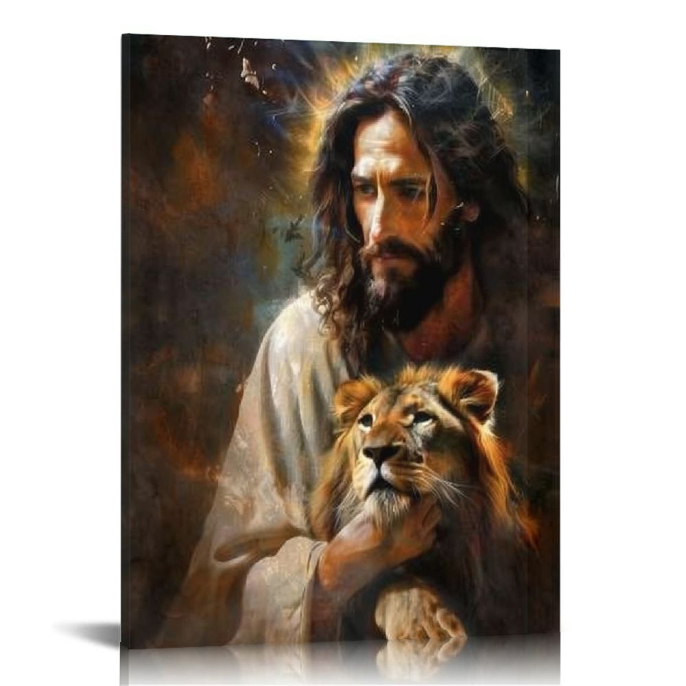 Awypu Jesus Christ and the Lion of Judah in Cosmic Space Canvas Print ...