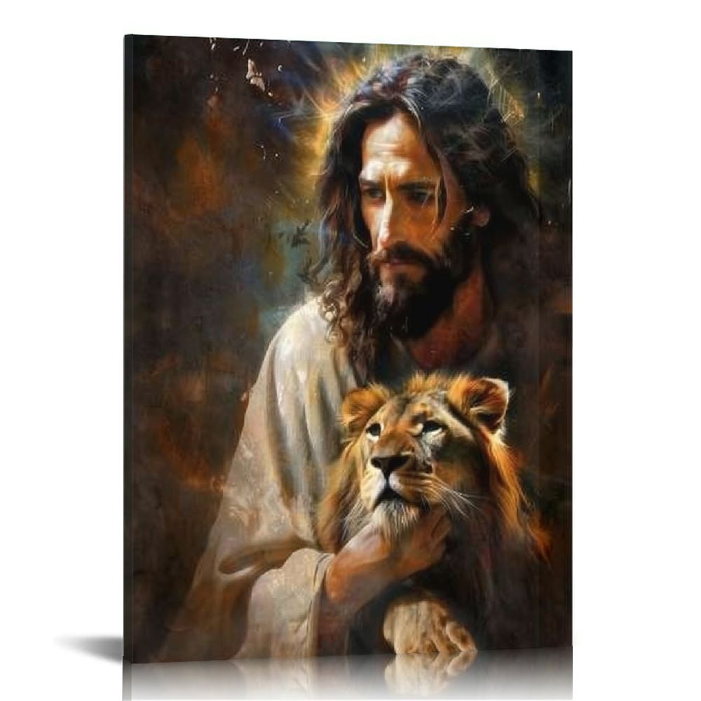 Awypu Jesus Christ and the Lion of Judah in Cosmic Space Canvas Print ...