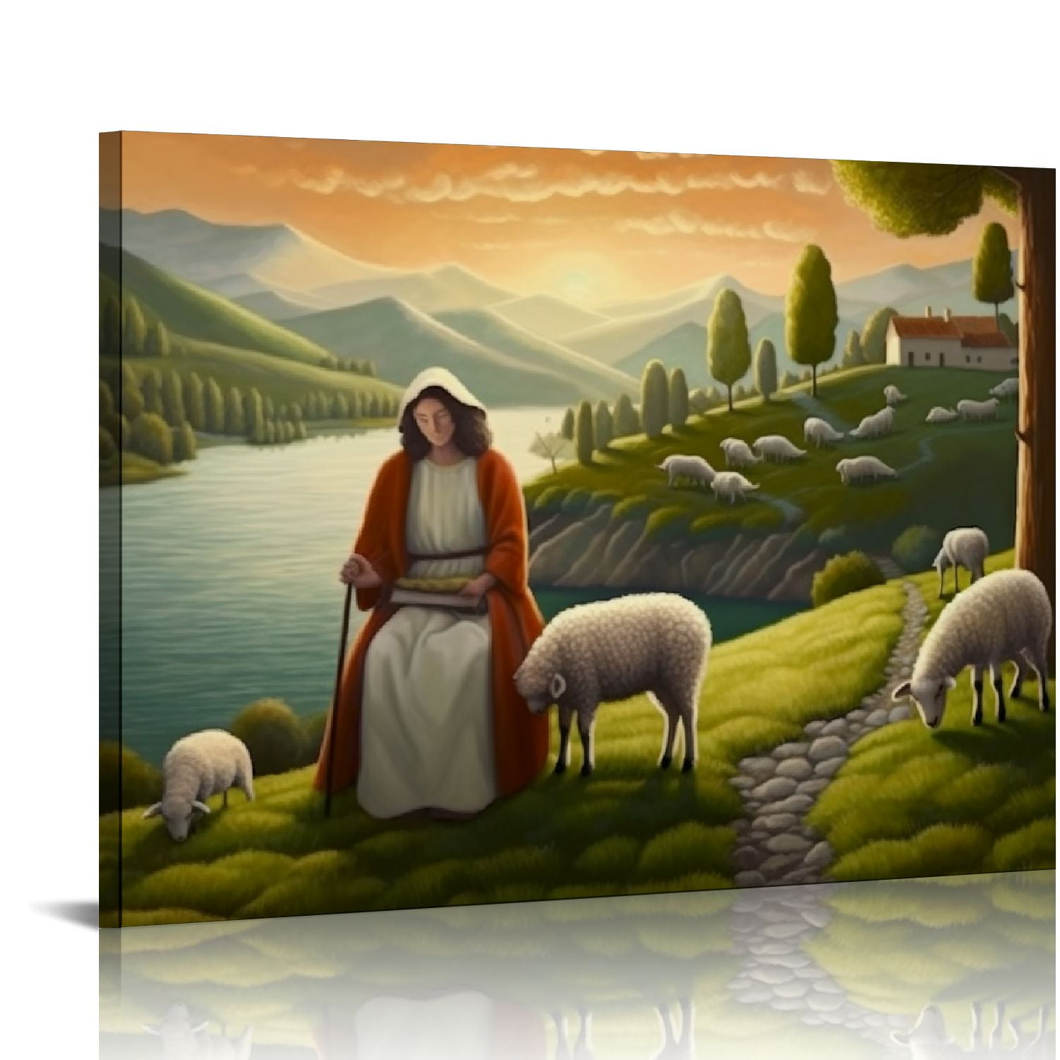 Nawypu Jesus Christ Shepherd Canvas Wall Art - Modern Religious God ...