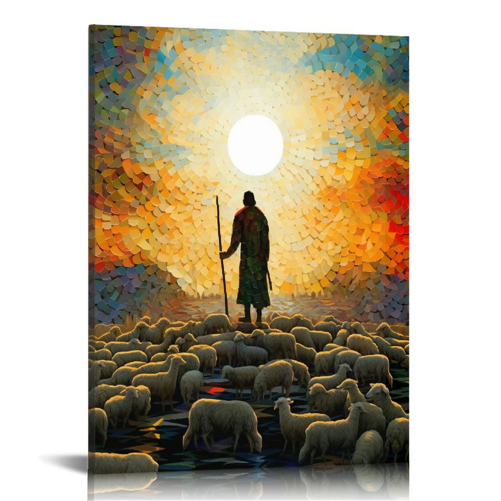 Nawypu Jesus Christ Shepherd Canvas Wall Art - Modern Religious God ...