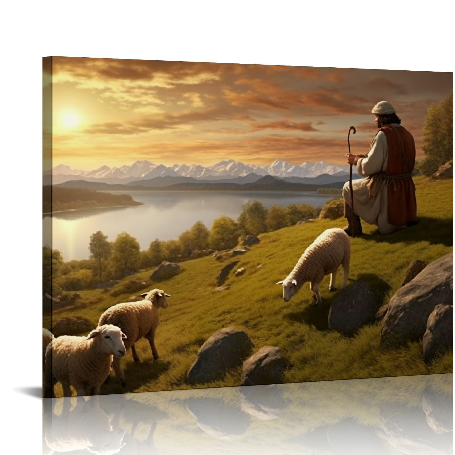 Nawypu Jesus Christ Shepherd Canvas Wall Art - Modern Religious God ...