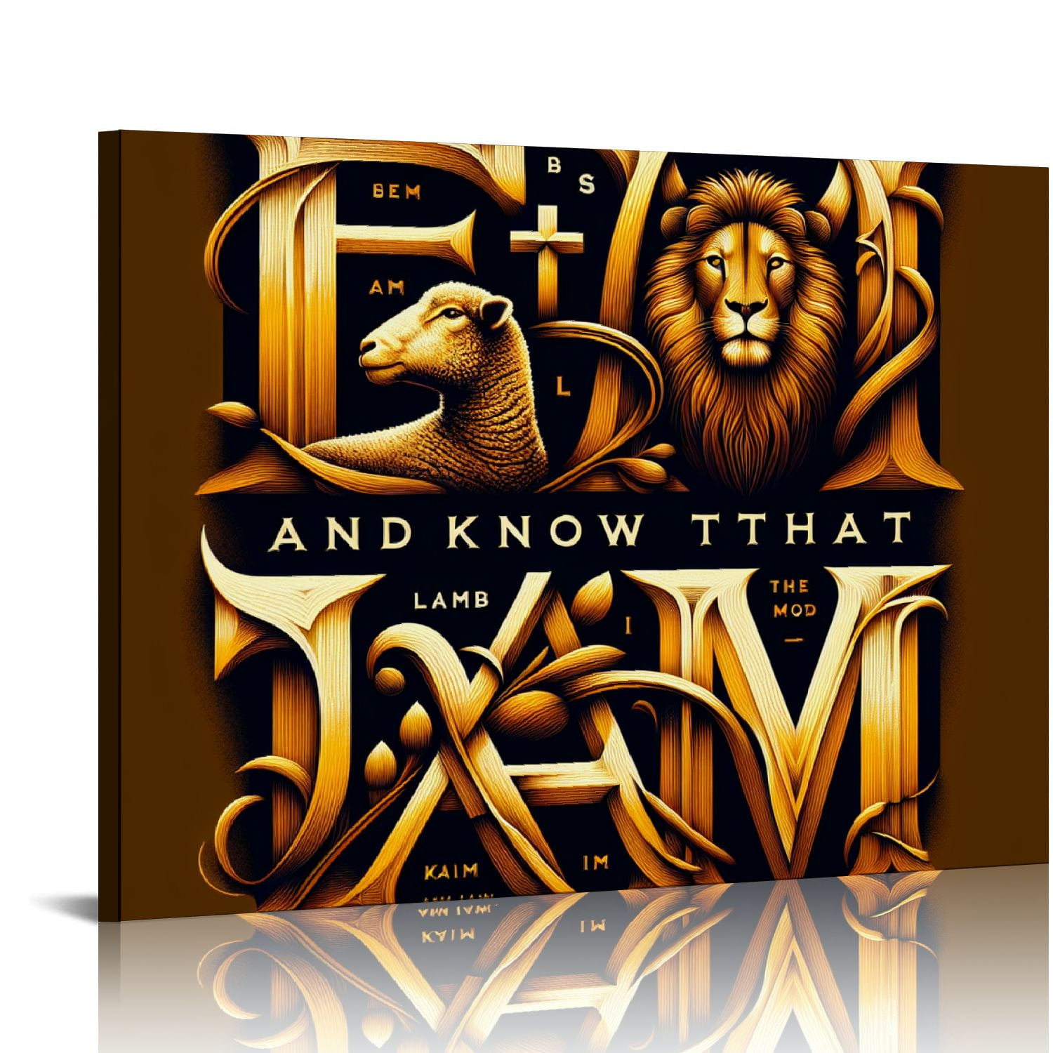 Nawypu Jesus God Wall Art Lion And Lamb Cross Pictures Wall Decor ...