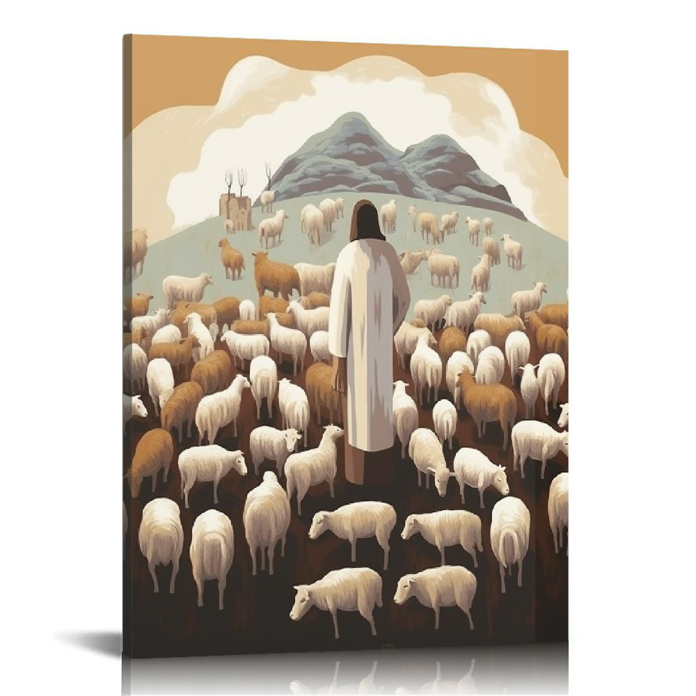 Nawypu Jesus Redemption Shepherd Poster christian Shepherd Canvas Wall ...