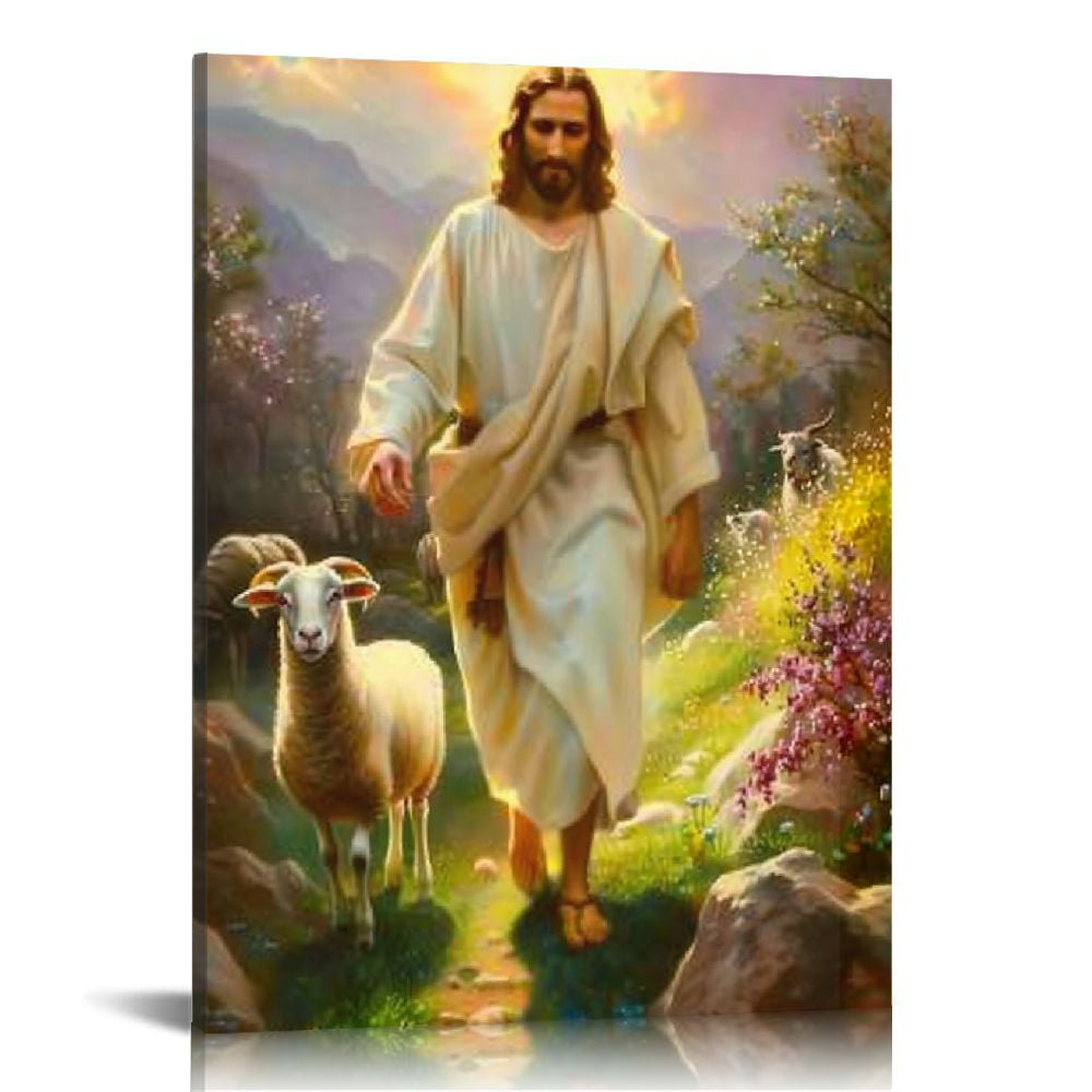 Nawypu Jesus Running After Lost Lamb Canvas,Christian Wall Art Print ...