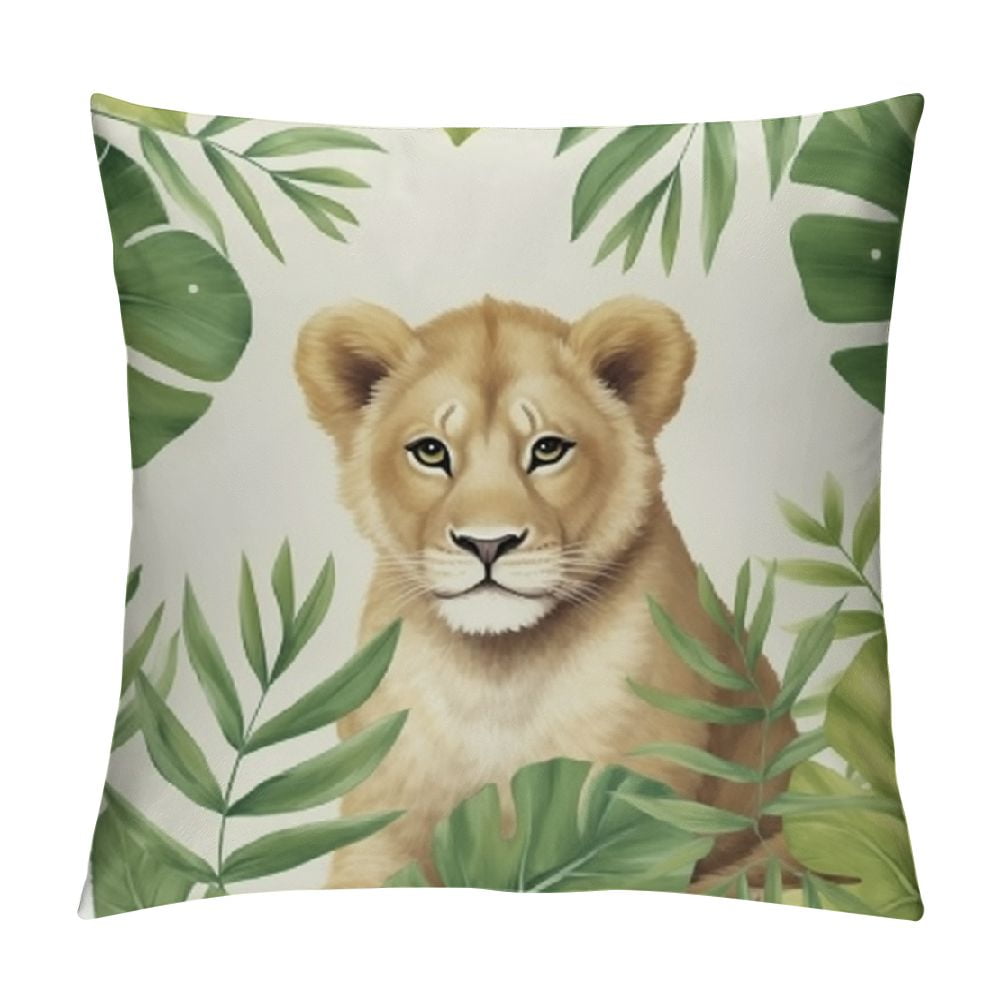 Nawypu Jungle Animals Throw Pillow Covers Lion Giraffe Sloth Toucan ...