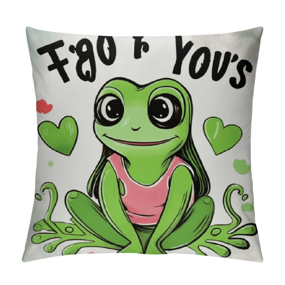 Nawypu Just A Girl Who Loves Frogs Throw Pillow Cover,Farmhouse Cartoon ...