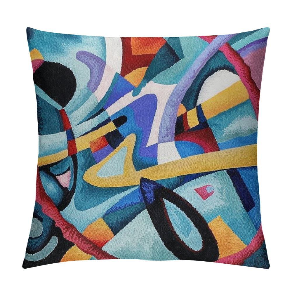 Nawypu Kandinsky Modern Pillow Cover - Blue Painting | Abstract Throw ...